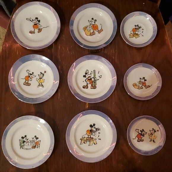 Disney | Kitchen | Vintage 93s Disney Plates And Saucers Set Blue ...